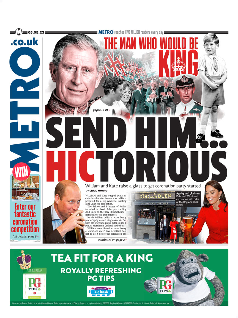 Burger King and PG Tips lead coronation tactical ads in Metro » Newsworks