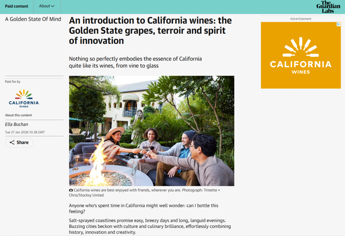 California Wine brings ‘Golden State of Mind’ to UK in Guardian Labs ...