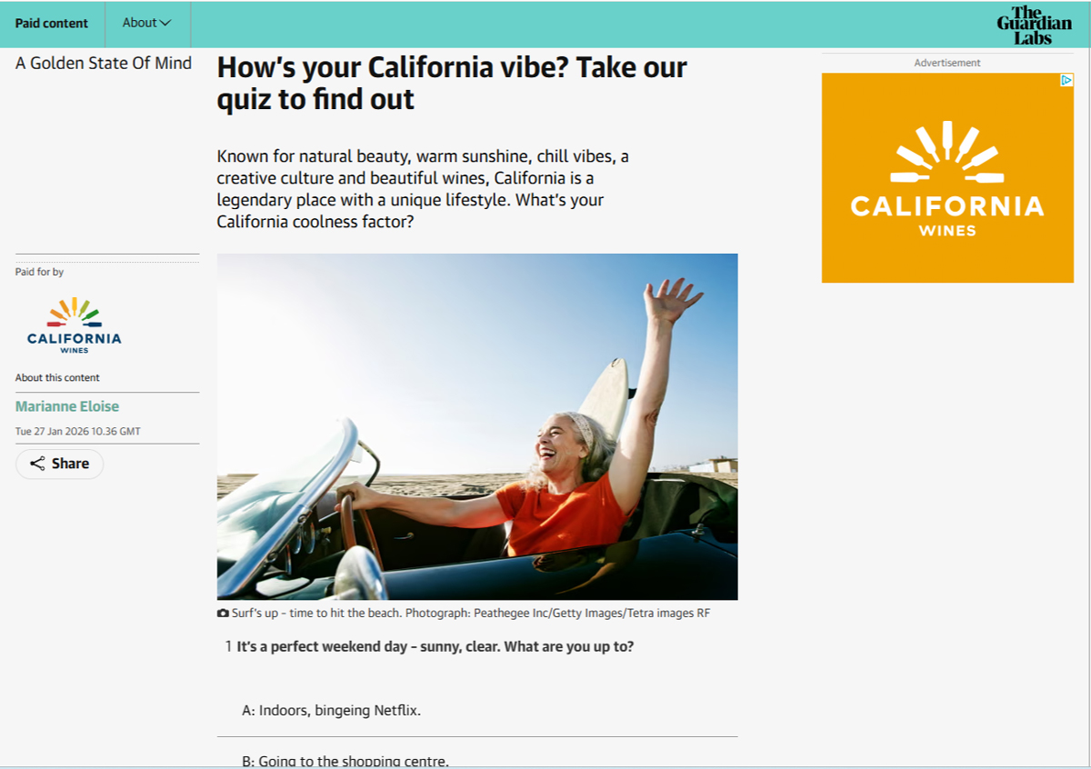California Wine brings ‘Golden State of Mind’ to UK in Guardian Labs ...
