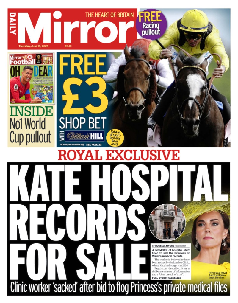 UK national newspapers front pages from today » Newsworks