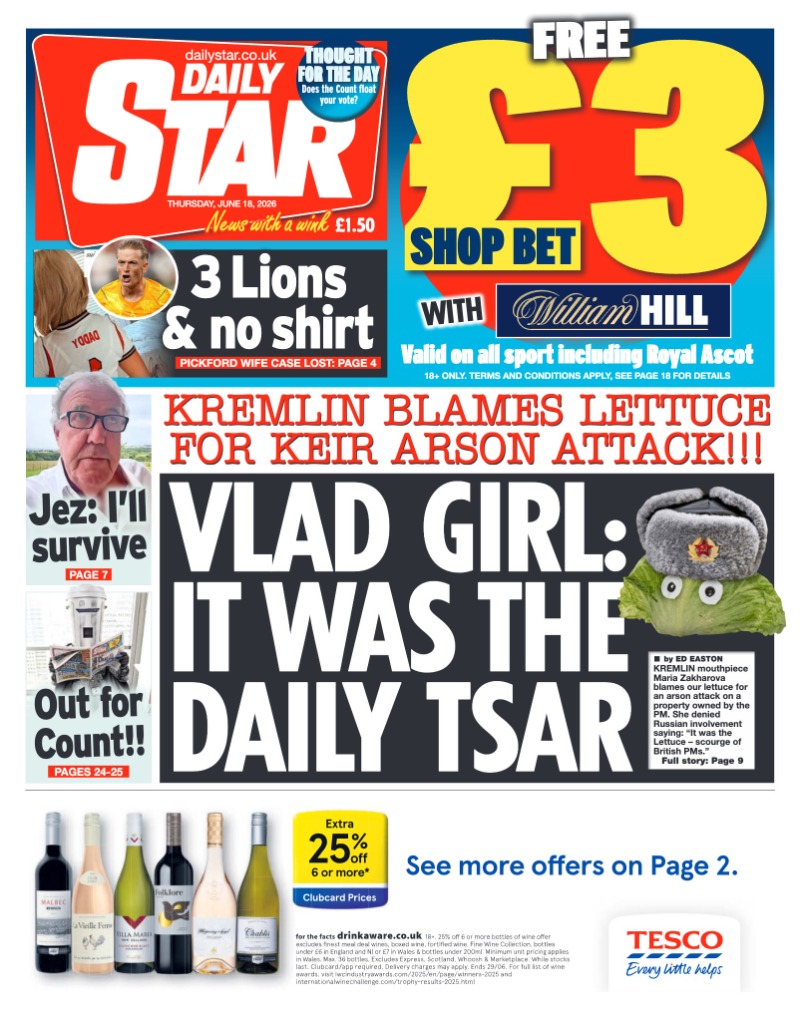 UK national newspapers front pages from today » Newsworks
