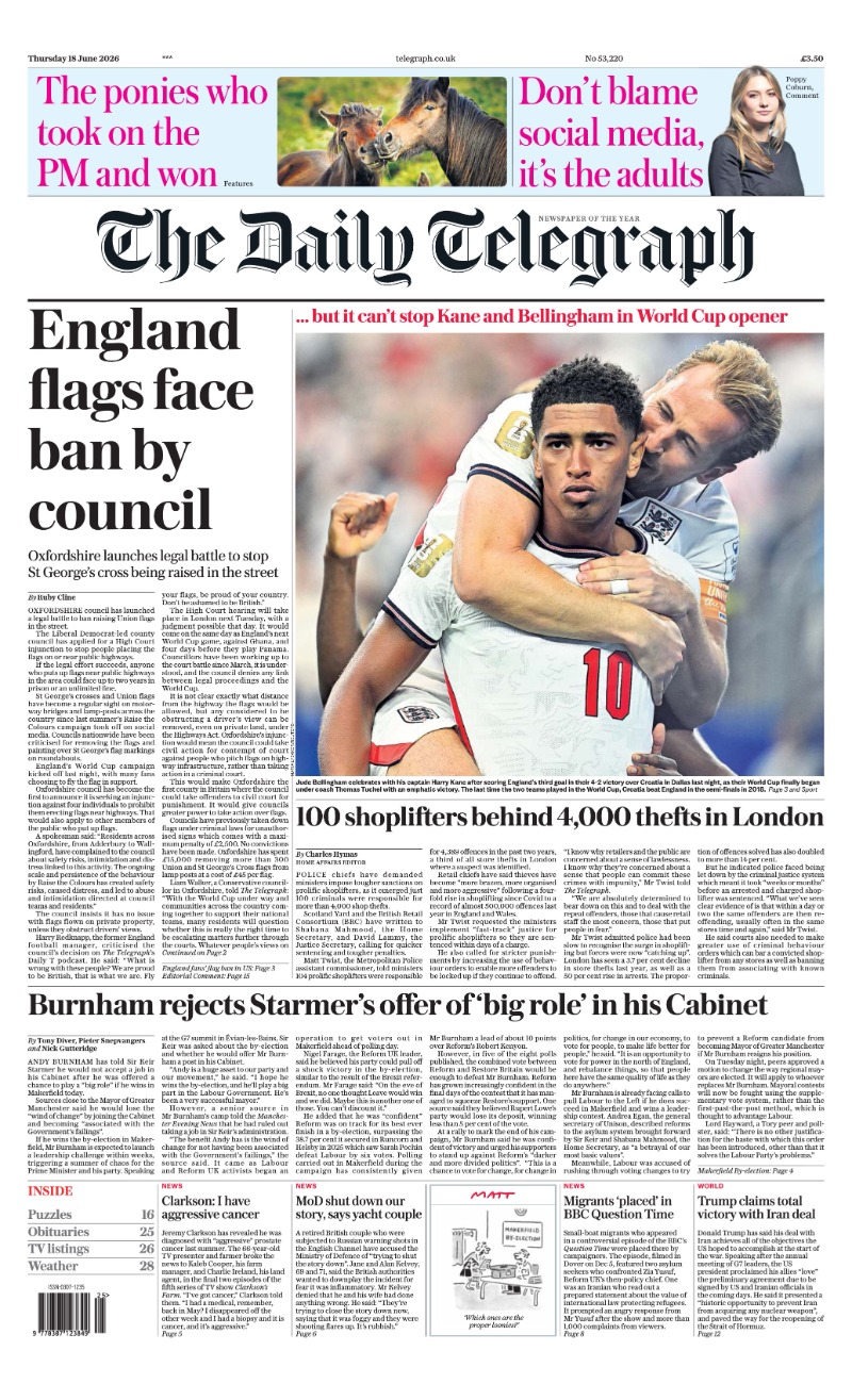 UK national newspapers front pages from today » Newsworks